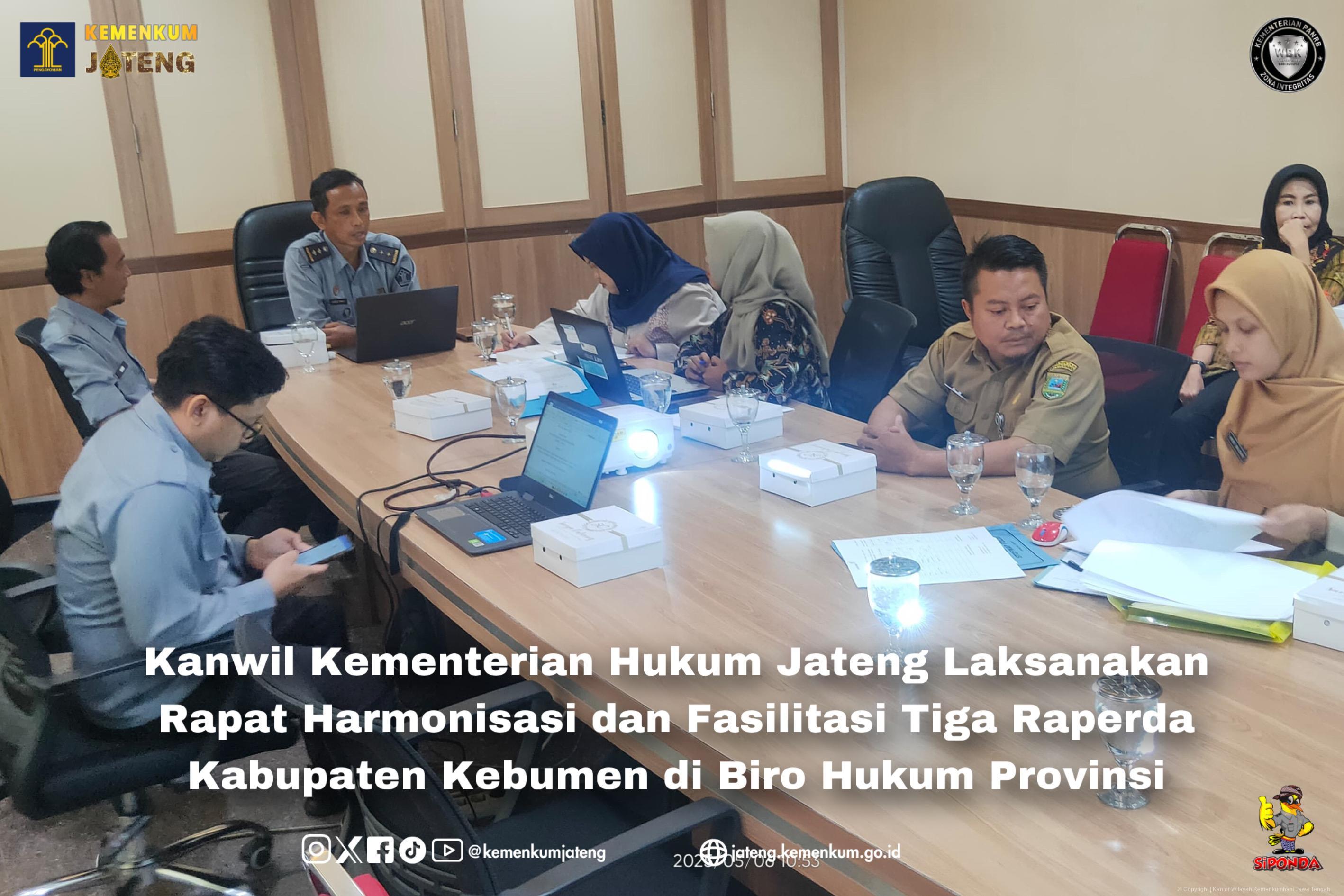 Kanwil Kementerian Hukum Jateng Laksanakan Rapat Harmonisasi dan Fasilitasi Tiga Raperda ...